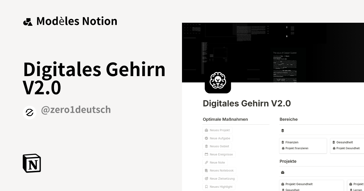 Digitales Gehirn V2.0 | Modèle créé par Zero1 | Marketplace Notion