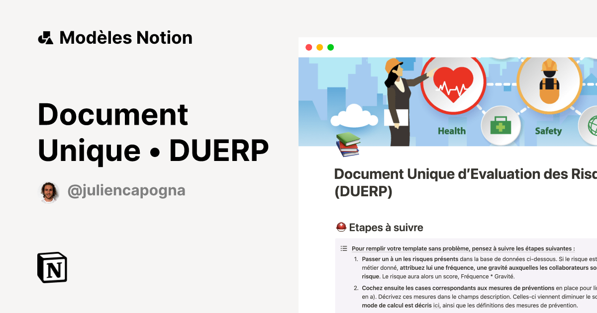 Modèle Document Unique • DUERP | Marketplace Notion