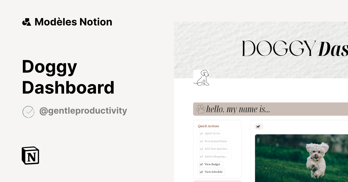 Modèle Doggy Dashboard | Marketplace Notion