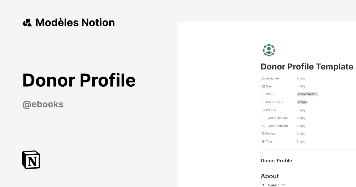 Donor Profile | Modèle créé par Em | Marketplace Notion