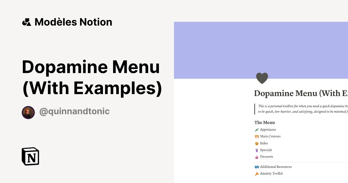 Dopamine Menu (With Examples) | Modèle créé par Elise Quinn ...