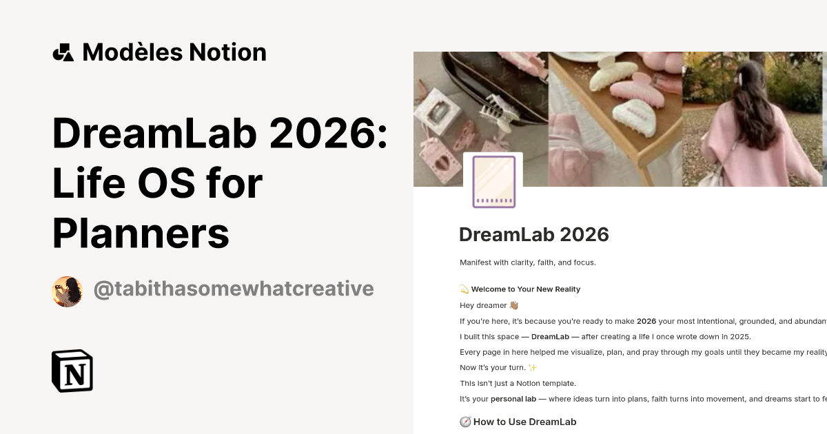 DreamLab 2026: Life OS for Planners | Modèle créé par Tabitha ...