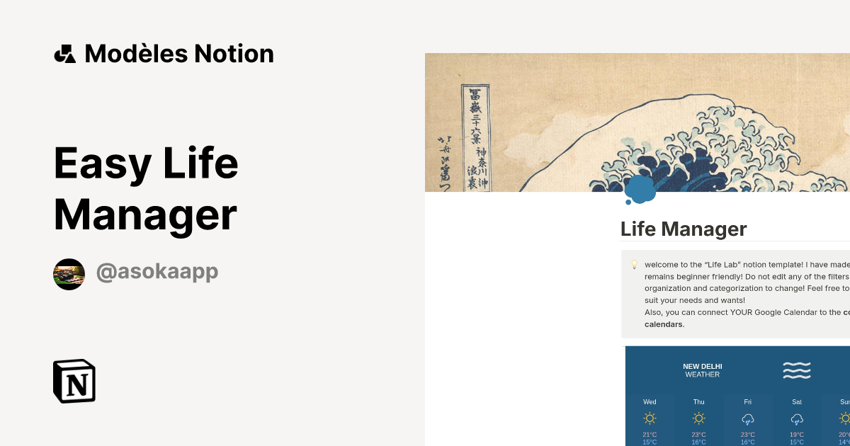 Modèle Easy Life Manager | Marketplace Notion