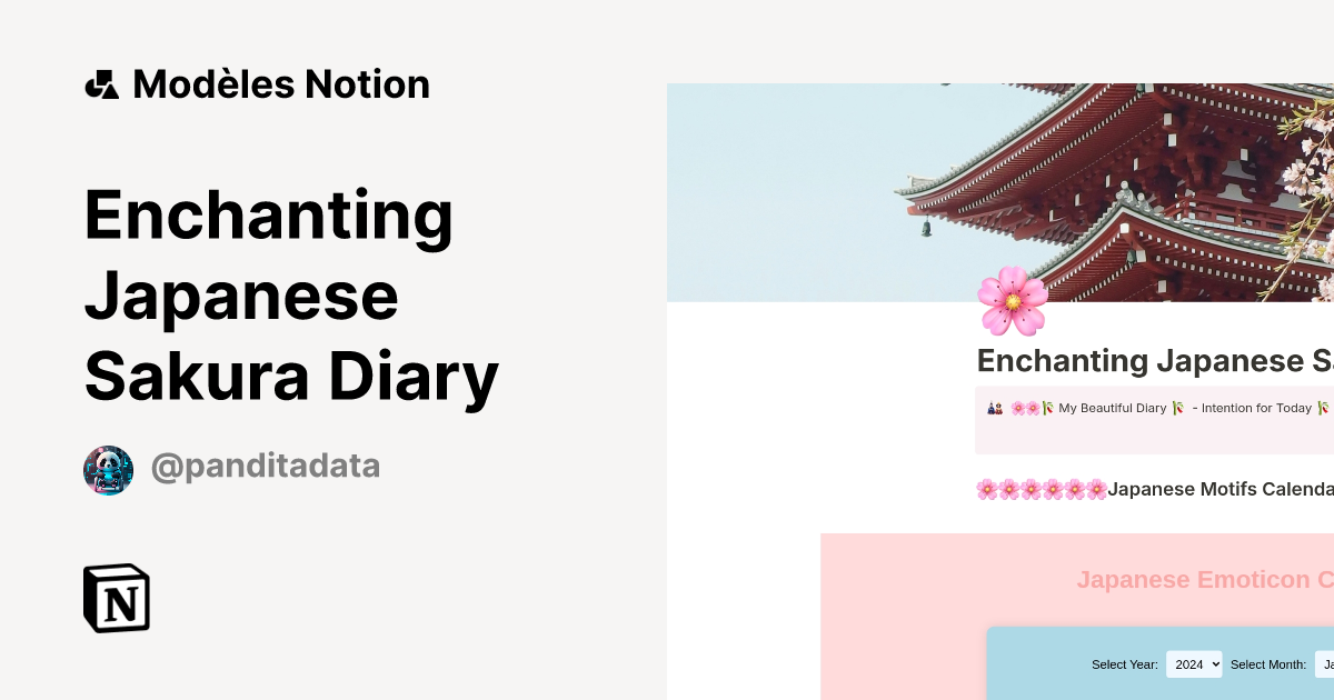Modèle Enchanting Japanese Sakura Diary | Marketplace Notion