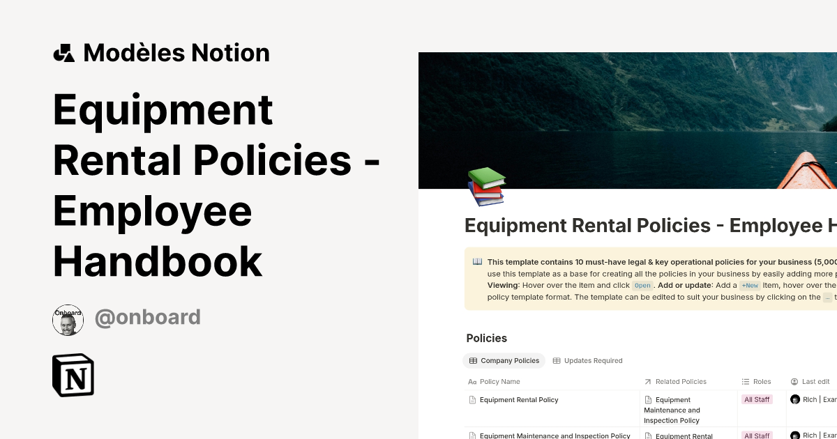 Equipment Rental Policies - Employee Handbook | Modèle créé par Policy ...