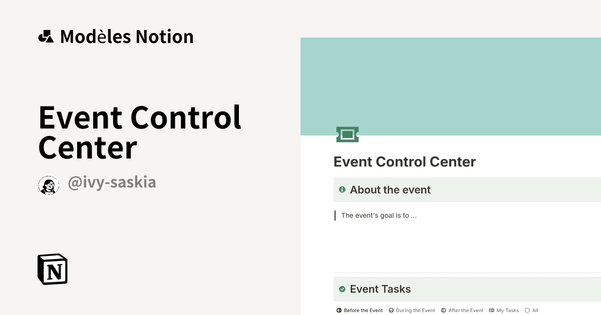 Modèle Event Control Center | Marketplace Notion