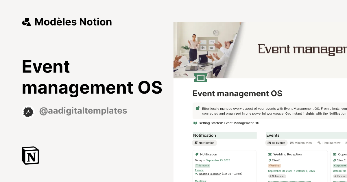 Modèle Event management OS | Marketplace Notion
