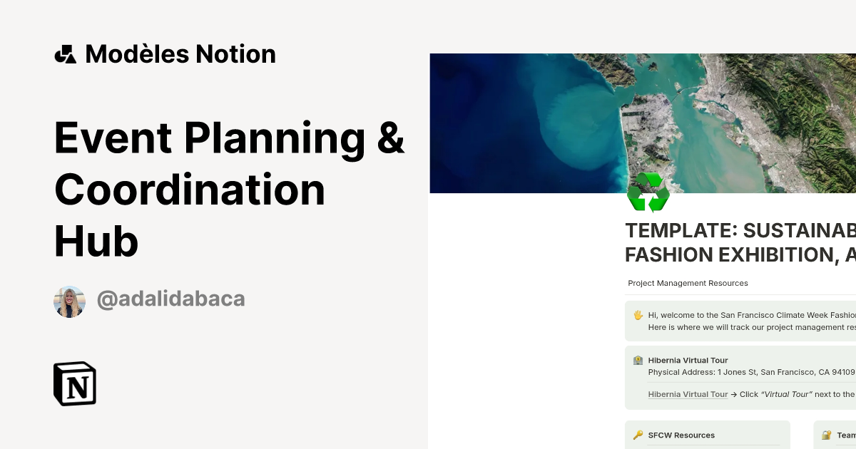 Modèle Event Planning & Coordination Hub | Marketplace Notion