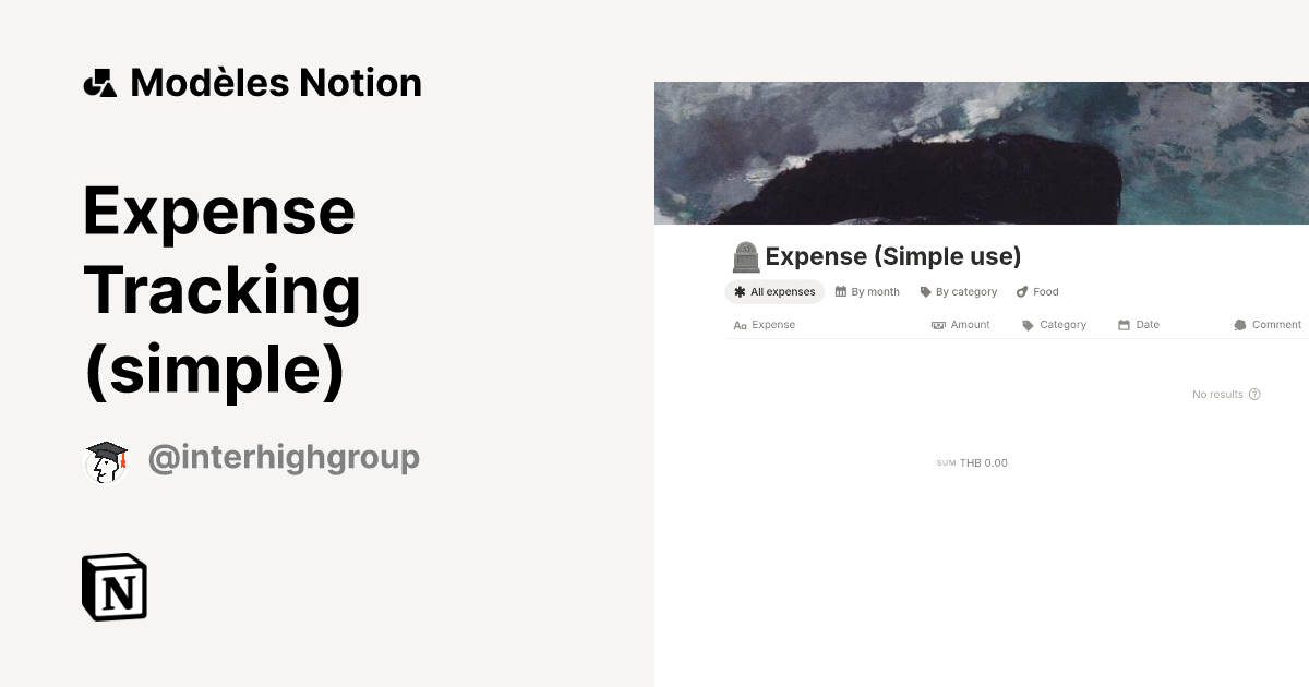 Expense Tracking (simple) | Modèle créé par Interhigh Group | Marketplace Notion