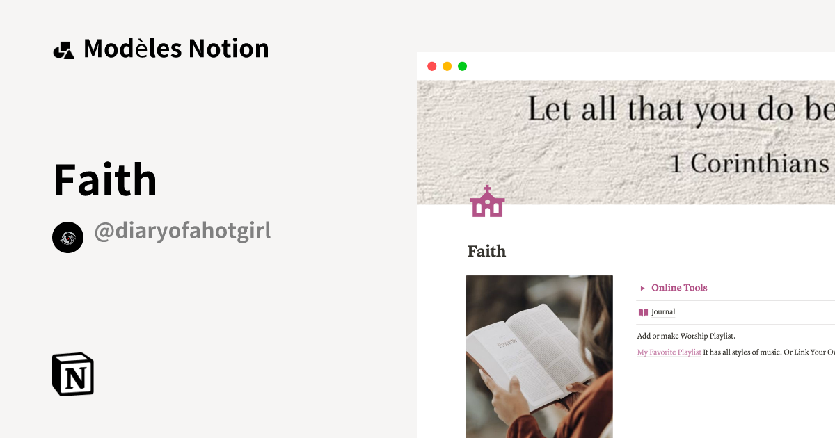 Modèle Faith | Marketplace Notion