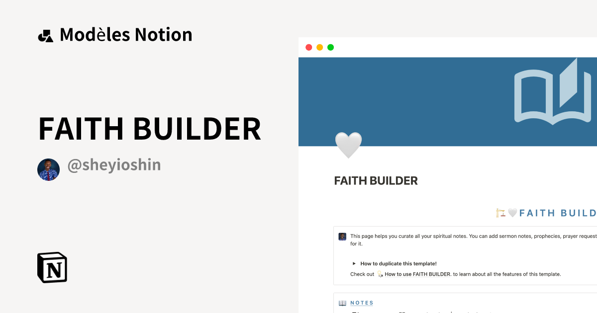 FAITH BUILDER | Modèle créé par Sheyi Oshin | Marketplace Notion