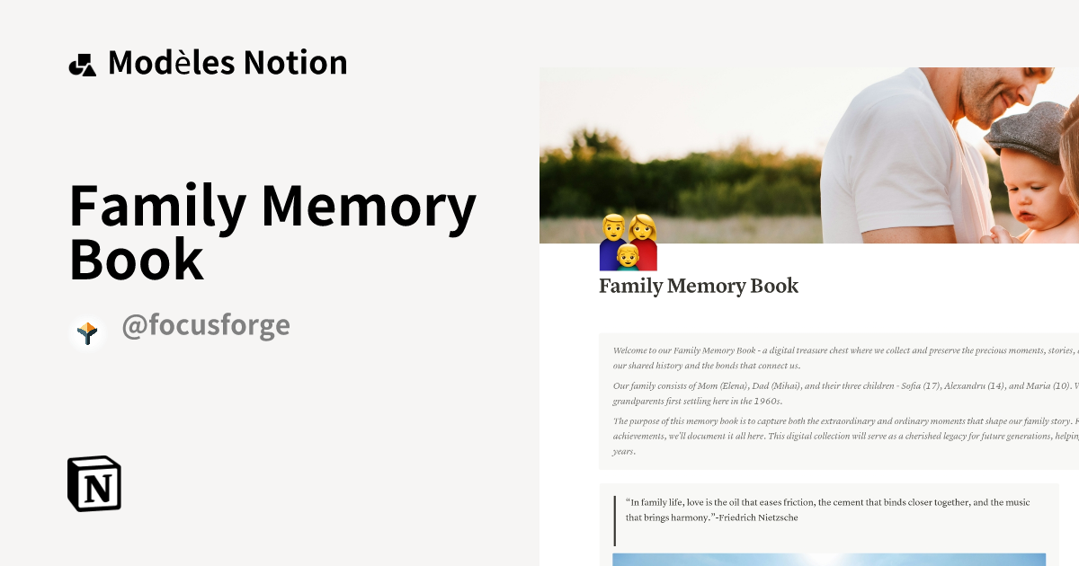 Modèle Family Memory Book | Marketplace Notion