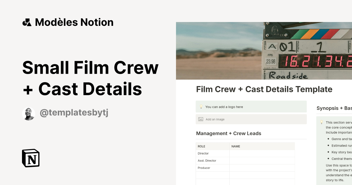 Small Film Crew + Cast Details | Modèle créé par TJ Nealy | Marketplace ...