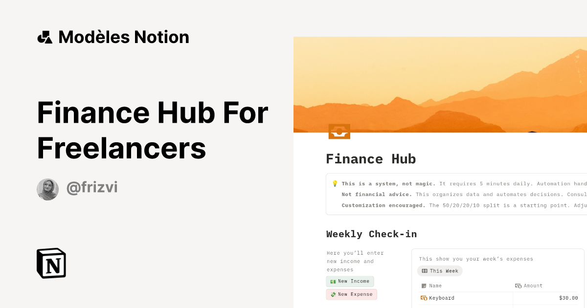 Finance Hub For Freelancers | Modèle créé par Fizza Fatima ...