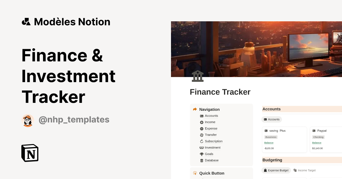 Finance & Investment Tracker | Modèle créé par NHP Templates ...