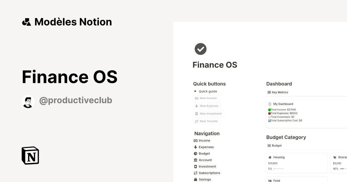 Modèle Finance OS | Marketplace Notion