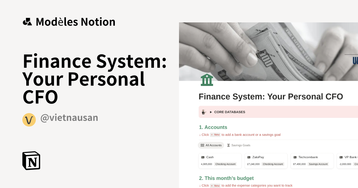 Modèle Finance System: Your Personal CFO | Marketplace Notion