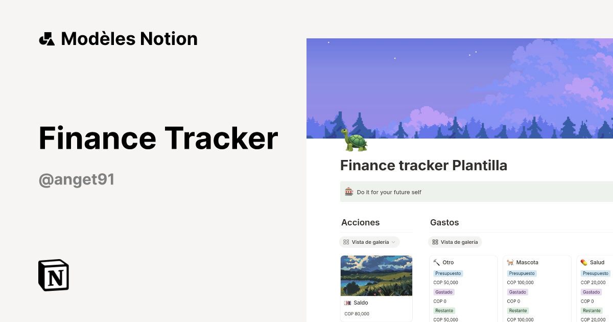 Finance Tracker | Modèle créé par anget91 | Marketplace Notion