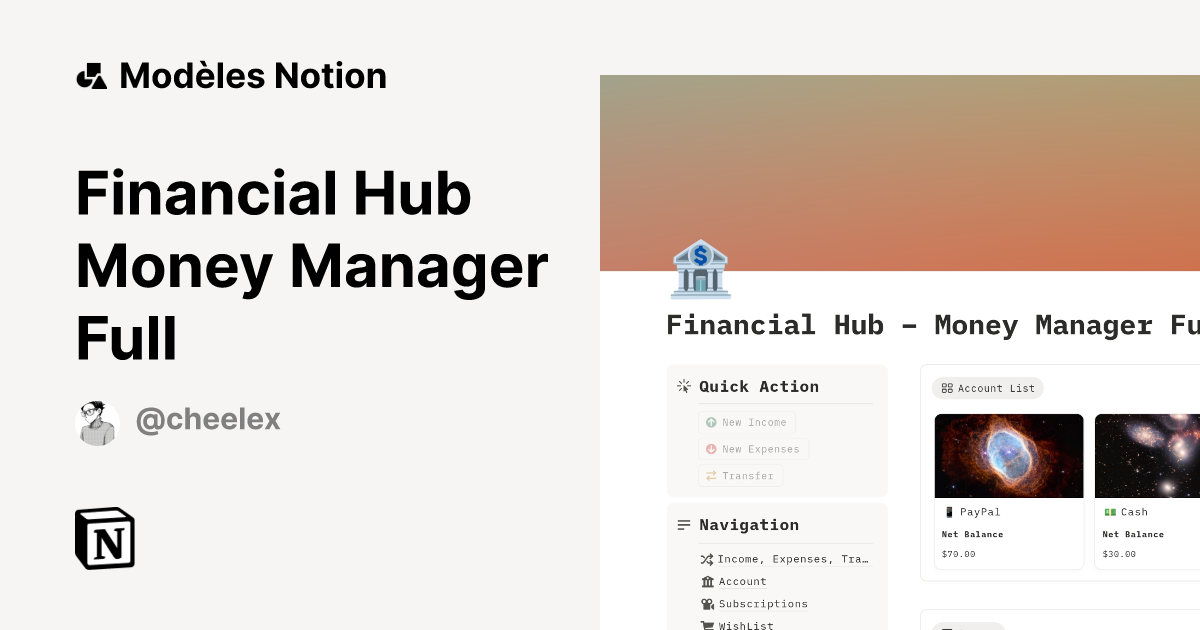 Financial Hub Money Manager Full | Modèle créé par Cheelex ...