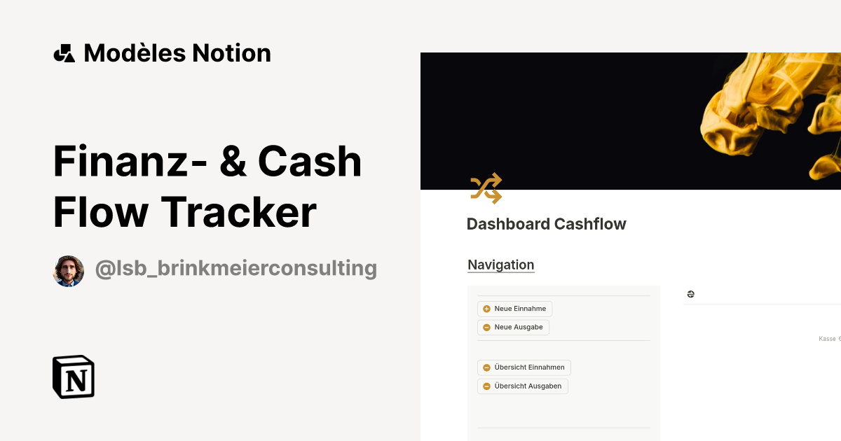 Finanz- & Cash Flow Tracker | Modèle créé par LSB_BrinkmeierConsulting ...