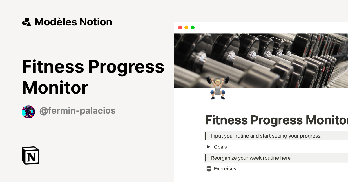 Modèle Fitness Progress Monitor | Marketplace Notion