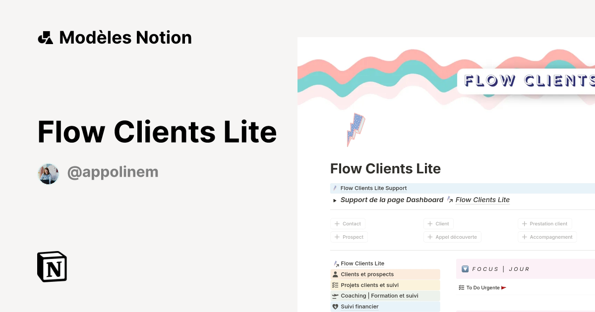 Modèle Flow Clients Lite | Marketplace Notion