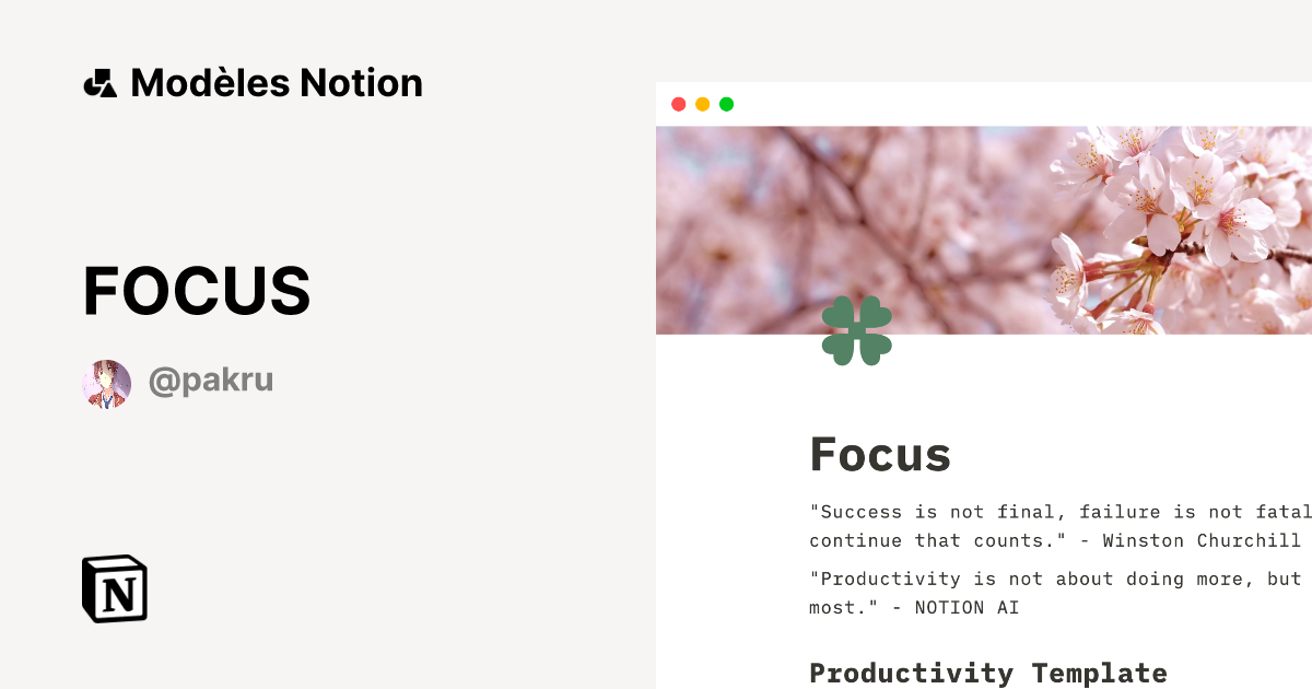 FOCUS | Modèle créé par Pakru | Marketplace Notion
