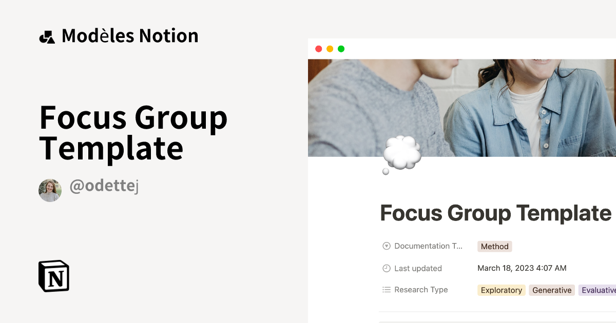 Modèle Focus Group Template | Marketplace Notion