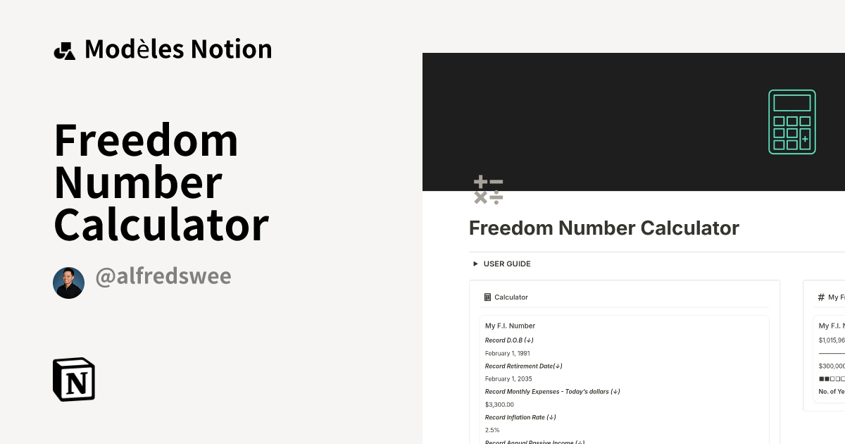 Freedom Number Calculator | Modèle créé par Alfred Swee, Creator ...