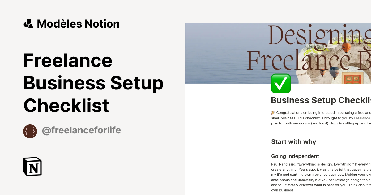 Freelance Business Setup Checklist | Modèle créé par Freelance for Life ...