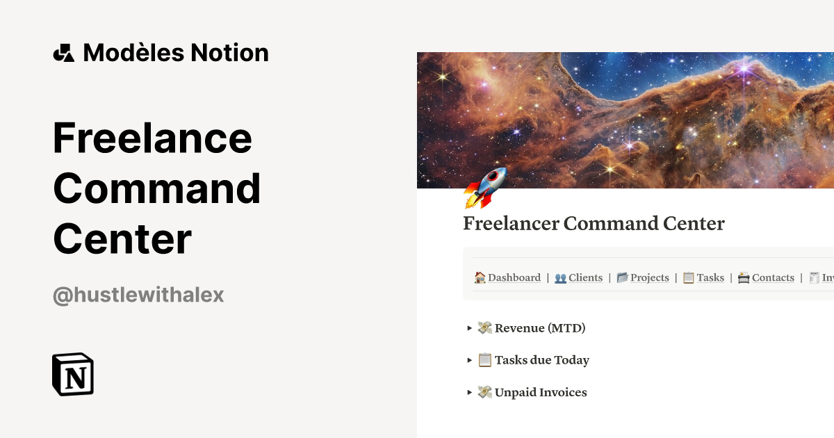 Modèle Freelance Command Center | Marketplace Notion
