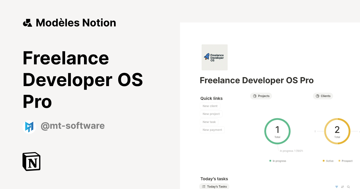 Freelance Developer OS Pro | Modèle créé par MT Software | Marketplace Notion