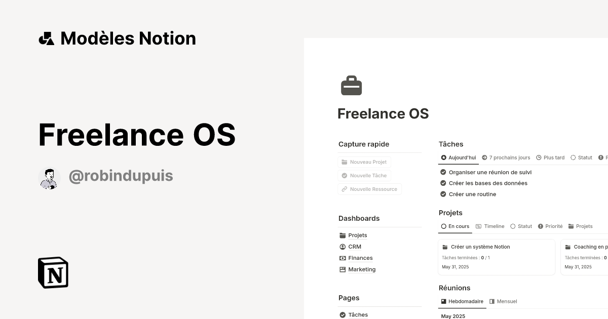 Modèle Freelance OS | Marketplace Notion