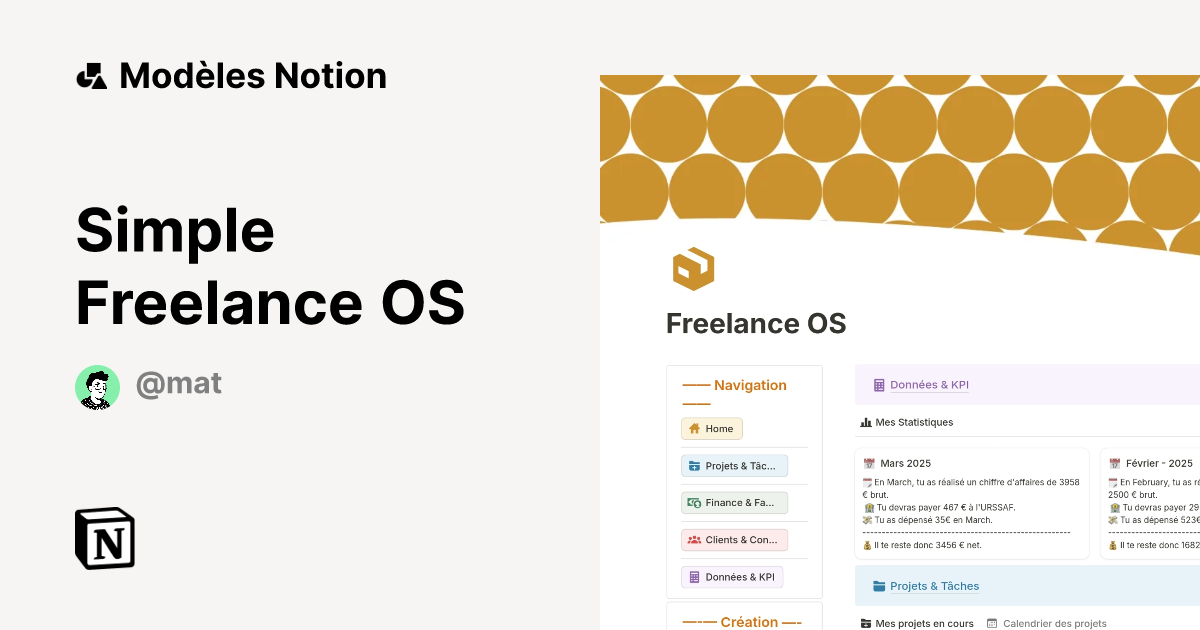 Modèle Simple Freelance OS | Marketplace Notion