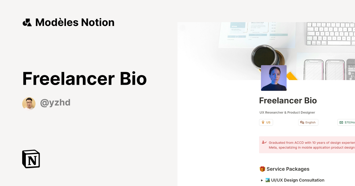 Modèle Freelancer Bio | Marketplace Notion