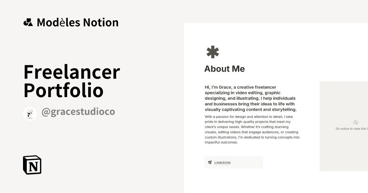 Modèle Freelancer Portfolio | Marketplace Notion