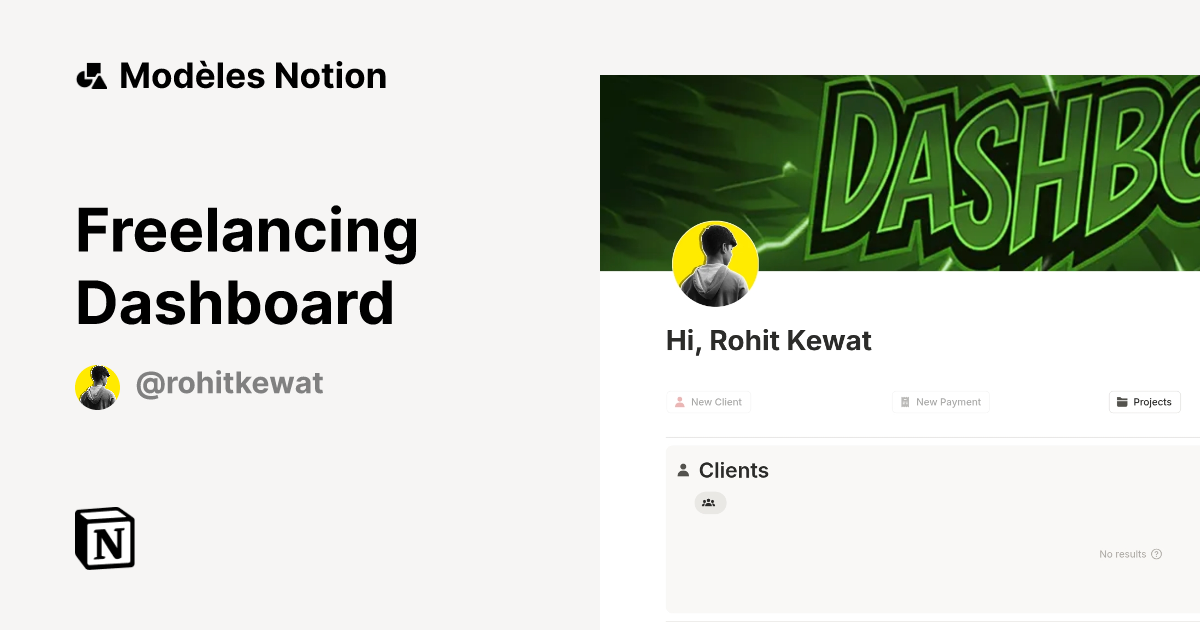 Modèle Freelancing Dashboard | Marketplace Notion