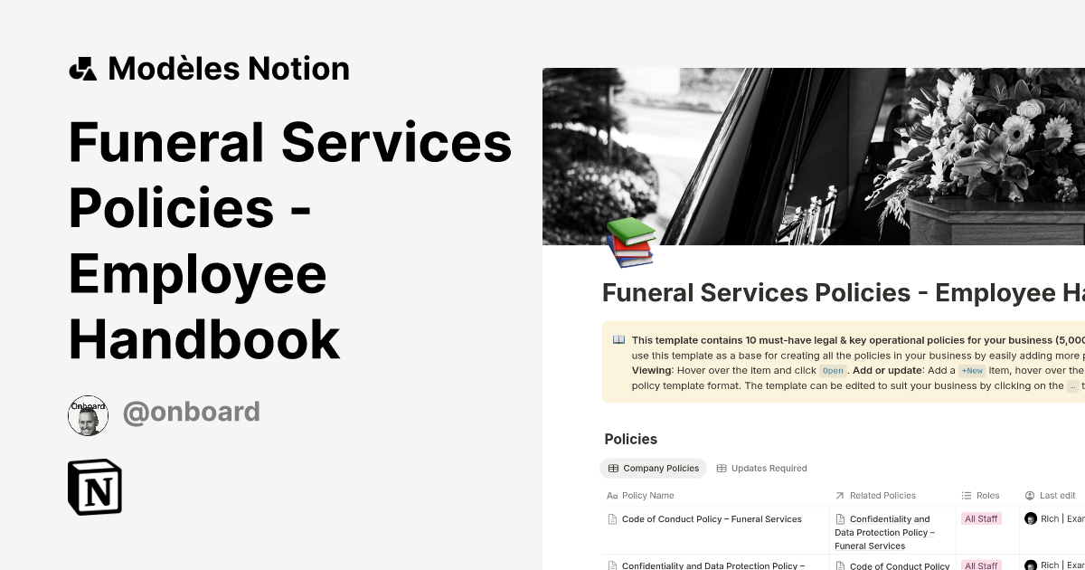 Funeral Services Policies - Employee Handbook | Modèle créé par ...
