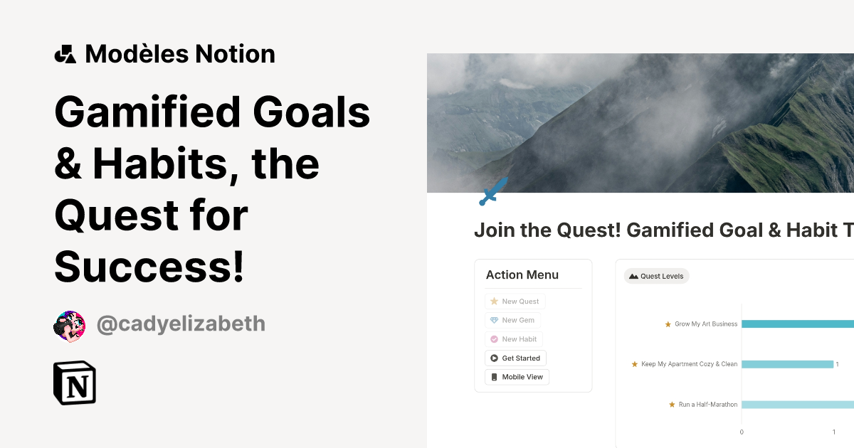 Gamified Goals & Habits, the Quest for Success! | Modèle créé par Cady ...