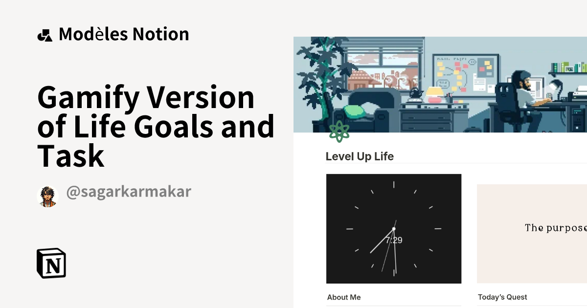 Modèle Gamify Version of Life Goals and Task | Marketplace Notion