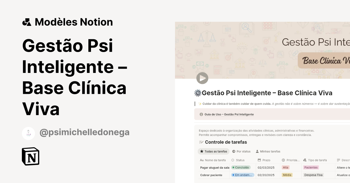 Gestão Psi Inteligente – Base Clínica Viva | Modèle créé par Psicologia ...