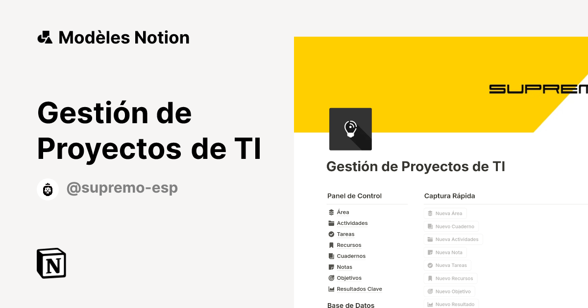Modèle Gestión de Proyectos de TI | Marketplace Notion