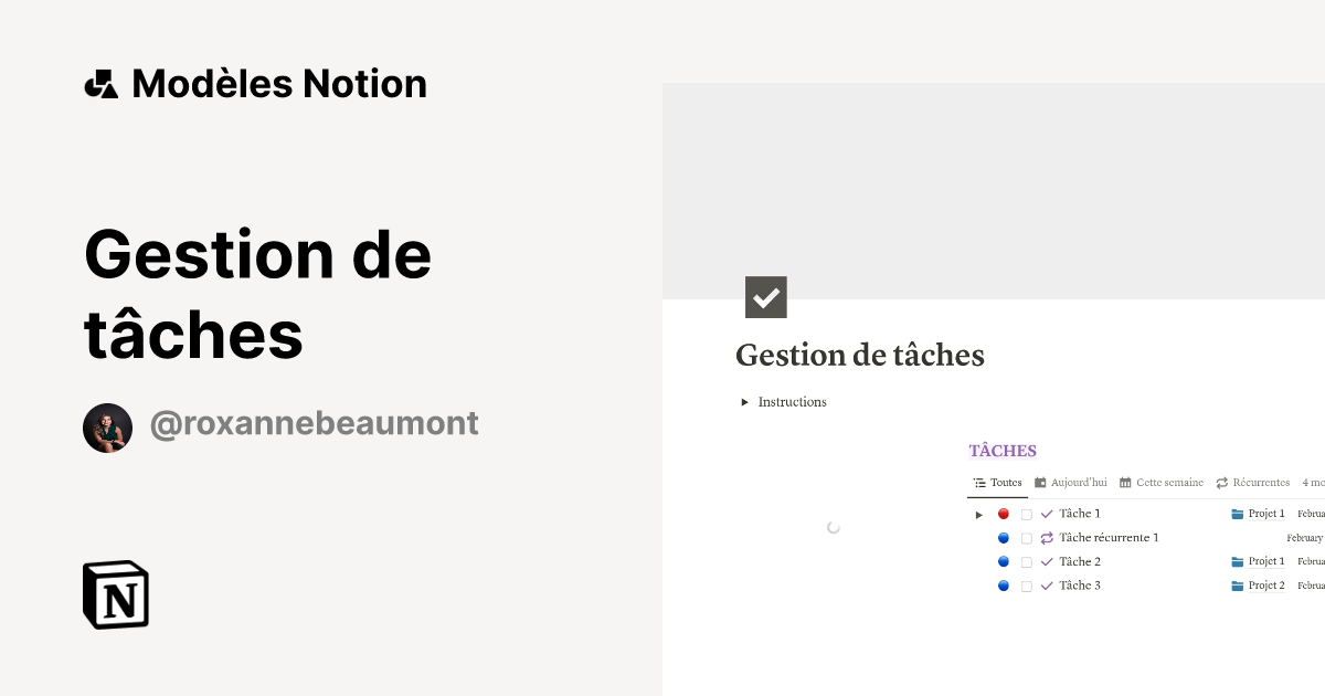 Modèle Gestion de tâches | Marketplace Notion