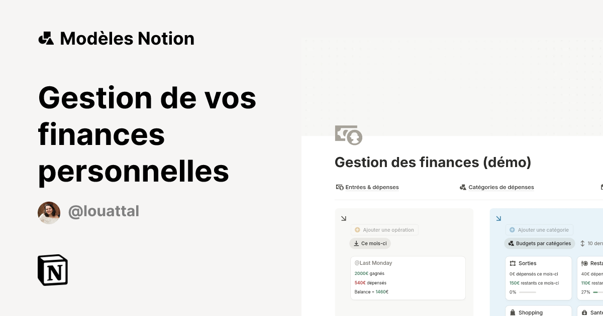 Gestion de vos finances personnelles | Modèle créé par Lou Attal Studio ...