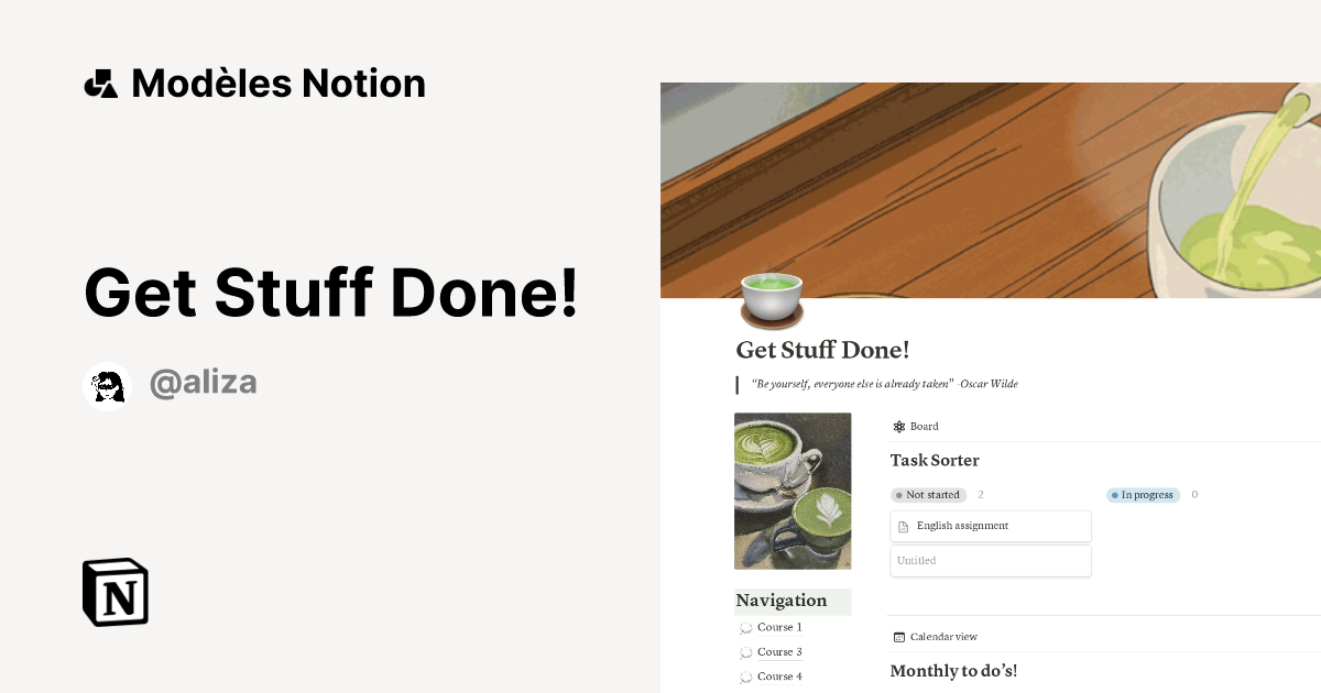 Get Stuff Done! | Modèle créé par Aliza | Marketplace Notion