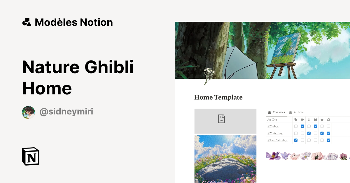 Nature Ghibli Home | Modèle créé par Sidney Miri | Marketplace Notion