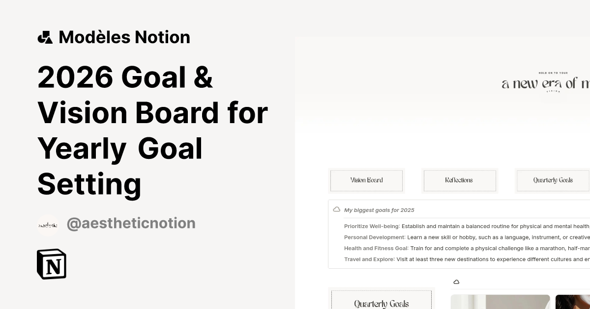 Modèle 2026 Goal & Vision Board for Yearly Goal Setting | Marketplace ...