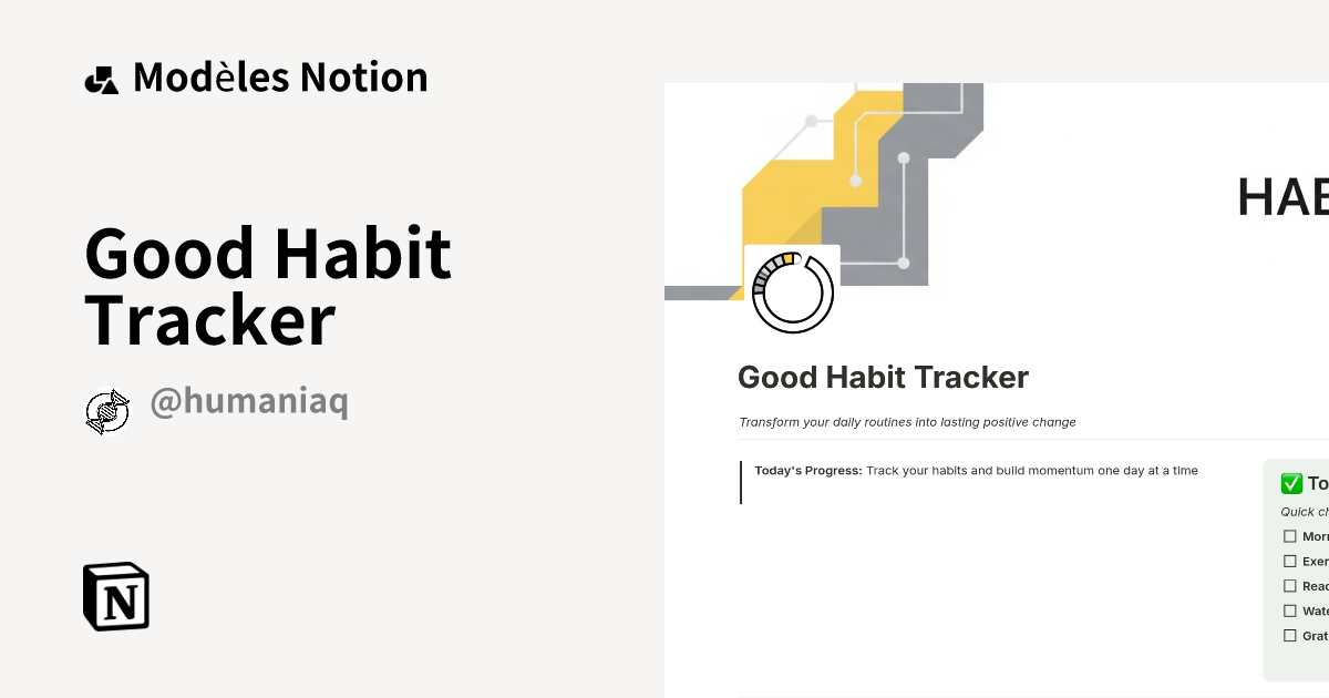 Modèle Good Habit Tracker | Marketplace Notion
