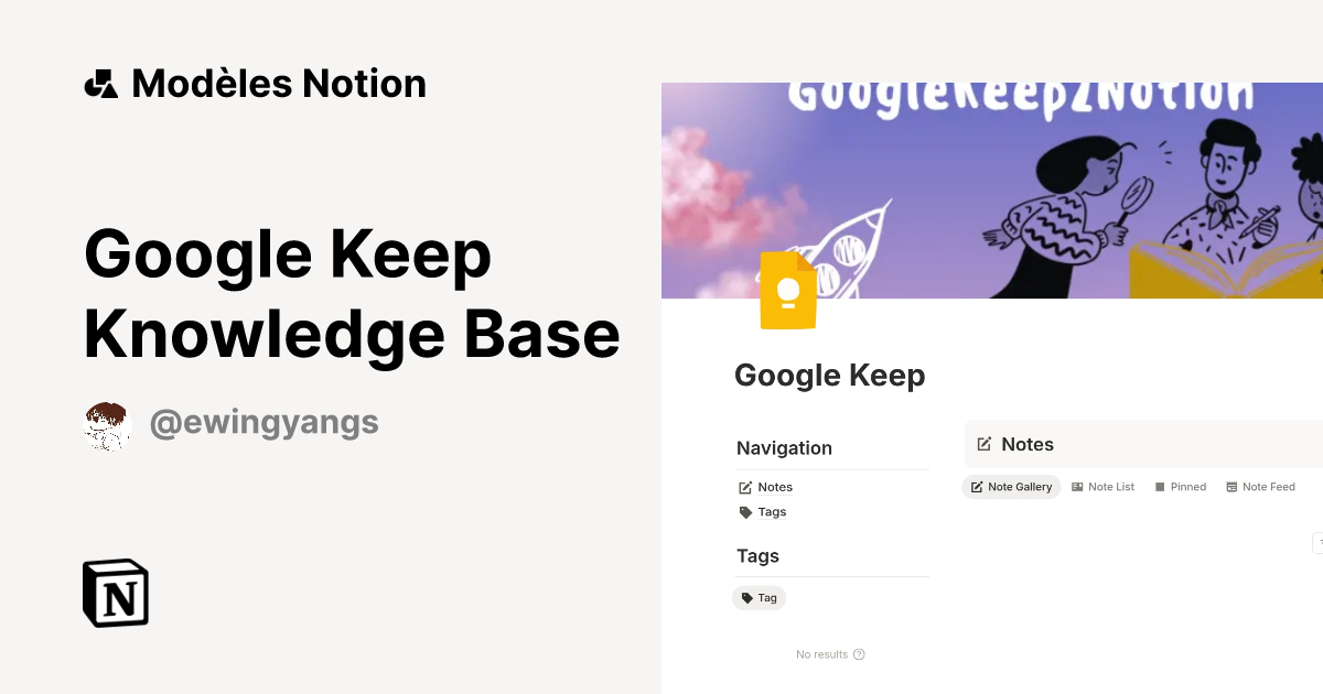 Modèle Google Keep Knowledge Base | Marketplace Notion