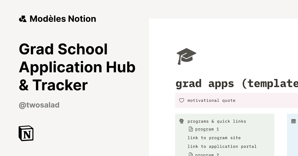 Grad School Application Hub & Tracker | Modèle créé par twosalad ...